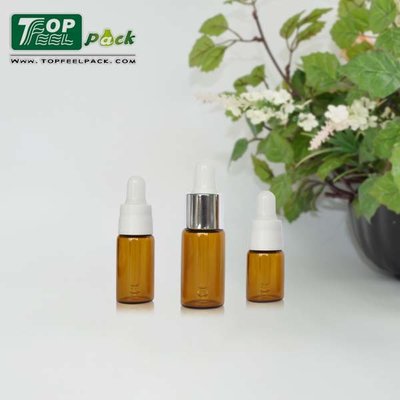 3ml 5ml 10mlブラウンのこはく色のガラス点滴器は精油のための小型をびん詰めにします