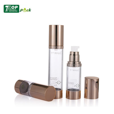 Plastic Airless Pump Container , Transparent Cylinder Airless Lotion Pump Bottles