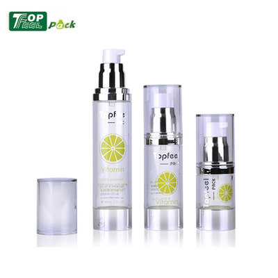 Plastic Airless Pump Container , Transparent Cylinder Airless Lotion Pump Bottles