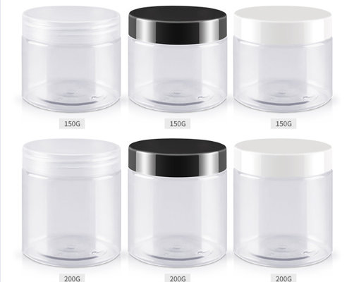200G化粧品のクリーム色の瓶ふたとの包装ペット プラスチック明確な丸型