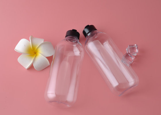 装飾的なプラスチック シャンプーは400ml楕円形フリップ帽子の化粧品のパッキングを明らかにびん詰めにします