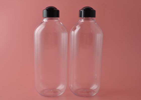 装飾的なプラスチック シャンプーは400ml楕円形フリップ帽子の化粧品のパッキングを明らかにびん詰めにします