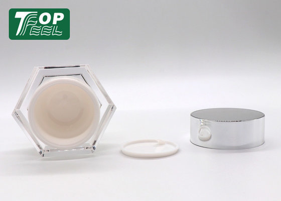 構造のクリーム色の瓶のアクリルの化粧品の容器の六角形30g 50gの倍の壁のびん