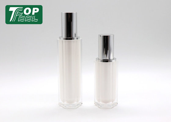 Hexagon 30ml 50ml Lotion Pump Bottles Luxury Acrylic Double Wall Custom Logo