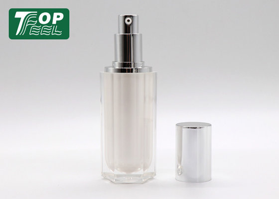 Hexagon 30ml 50ml Lotion Pump Bottles Luxury Acrylic Double Wall Custom Logo