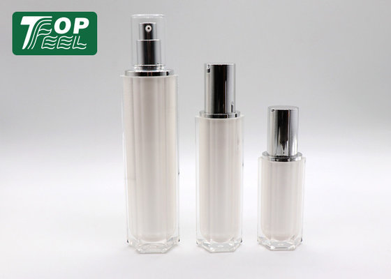 Hexagon 30ml 50ml Lotion Pump Bottles Luxury Acrylic Double Wall Custom Logo