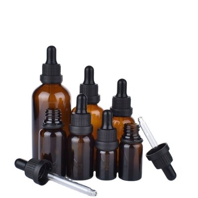 Empty Brown 30ml Glass Liquid Dropper Bottles MSDS 22.0mm
