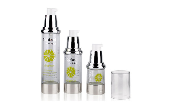 熱い押すABSプラスチック空気のないポンプは15ml 30ml 50mlをびん詰めにする