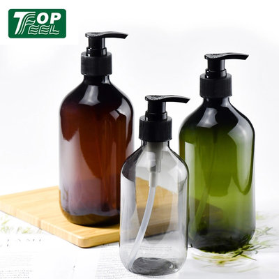 ペット プラスチック化粧品の包装のこはく色のローション ポンプびん200ml 500ml