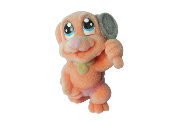 Divertente delle figurine di plastica rosa arancio del cane di modo piccolo con l'affollamento del tocco