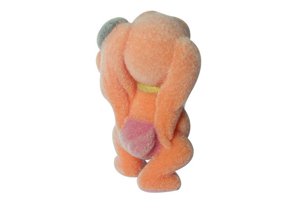 Divertente delle figurine di plastica rosa arancio del cane di modo piccolo con l'affollamento del tocco
