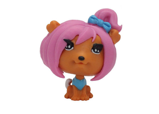 Giocattoli di plastica del cane della ragazza alla moda, figurine animali di plastica fumetto capo rosa dei peli del grande