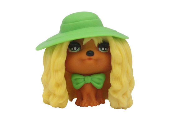 Environmental PVC Cartoon Plastic Dog Toys Lovable With Wavy Yellow Hair