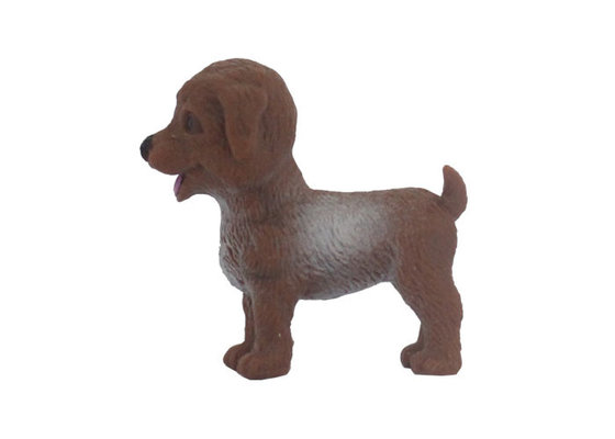 Giocattoli di plastica su ordinazione con la breve coda, figurine animali di plastica realistiche del cane di Brown
