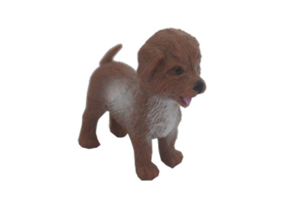 Giocattoli di plastica su ordinazione con la breve coda, figurine animali di plastica realistiche del cane di Brown