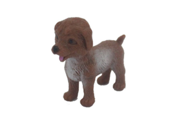 Giocattoli di plastica su ordinazione con la breve coda, figurine animali di plastica realistiche del cane di Brown