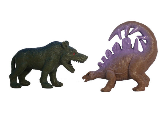 Il dinosauro fresco di plastica marrone porpora dei ragazzi gioca lavabile per il ricordo