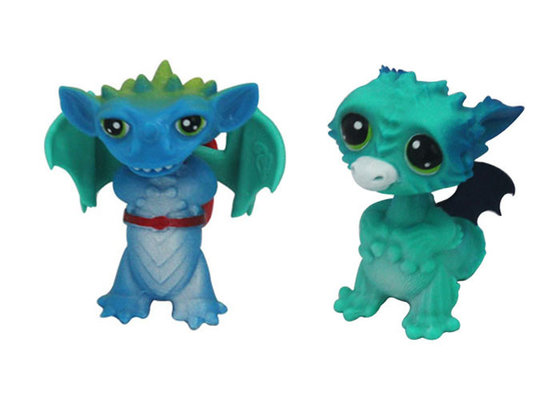 Custom Sky Blue Cartoon Plastic Dinosaur Toys Safety With Bag And Long Tail