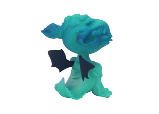 il dinosauro unico di plastica del fumetto 3D gioca l'ala blu scuro della bocca bianca libera del ftalato