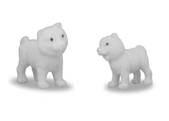 Giocattoli cambianti del bagno di colore impressionante bianco nell'ambito di progettazione del cane del fumetto luce UV/di luce solare