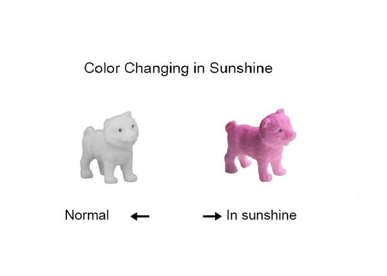 Giocattoli cambianti del bagno di colore impressionante bianco nell'ambito di progettazione del cane del fumetto luce UV/di luce solare