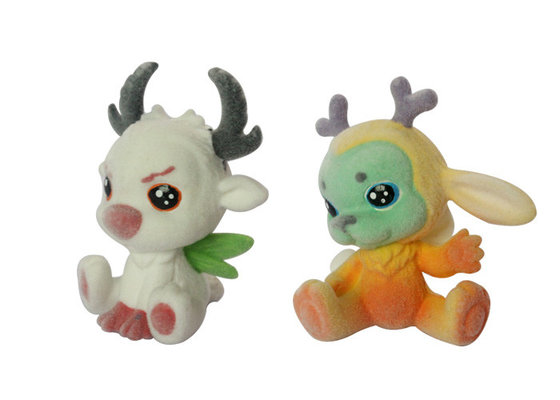 Non - toxic Sheep Soft Toy / Flocked Animals Toys With Two Black Horn