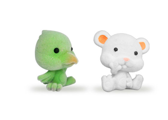 3 - verde di plastica dell'uccello dei giocattoli della miniatura di 4CM con la bocca tagliente per il gioco del bambino
