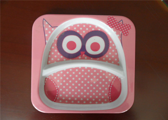 Cute Square Melamine Plates Custom Cartoon Printing With Rice Husk Natural Fiber Material