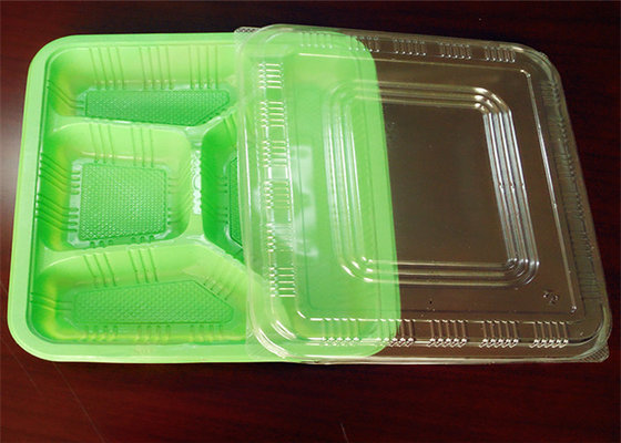PP Plastic Takeaway Trays , Four Compartment Food Trays With Lids For Keep Food Clean