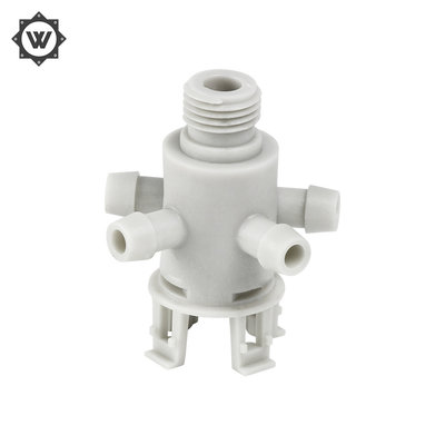 PP Homo 10% GF White Complex Injection Molding Plastic Pipe Fittings Housing Stem