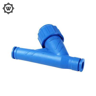 Blue Injection Moulded Plastic Components , Plastic Tube Fittings Insert Overmolding