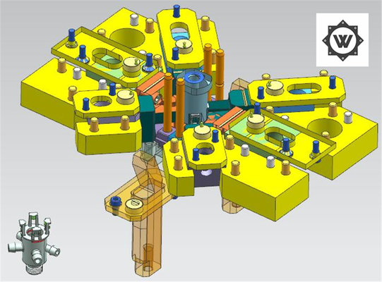 Super Complicated GS738H Plastic Mold Components For PP+10%GF T - Branch Pipe
