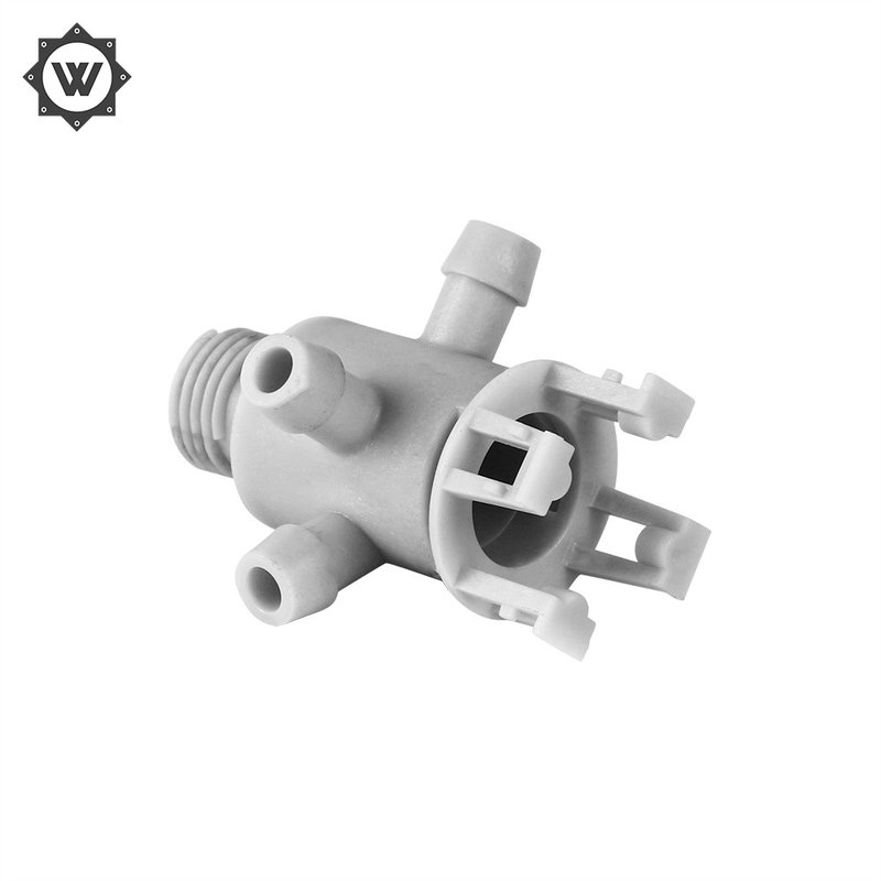 PP Homo 10% GF White Complex Injection Molding Plastic Pipe Fittings Housing Stem