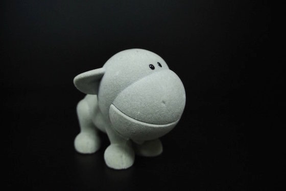 Customized Plastic Toy Figures Pile Flocking Dog 3.5 Inch For Children supplier