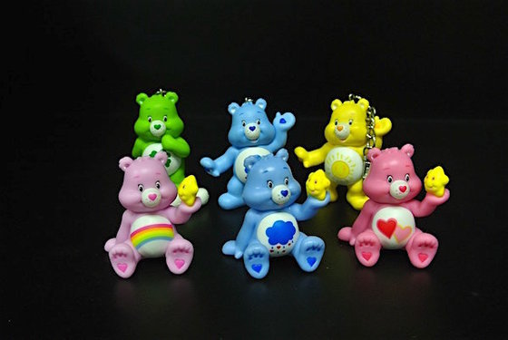 Rainbow Color Key Ring Plastic Toy Figures Care Bear Sell For Collection For kids supplier