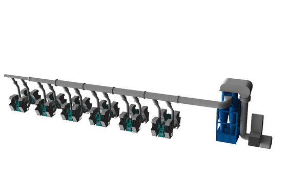 Scroll Dry Type Industrial Dust Collection System  , Strong Suction Cyclone Dust Collector 1650x1650x3900mm