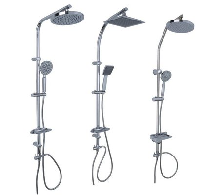 Polish Chrome Plated Bathroom Shower Set Round Spray Rain Head Wall Mounted