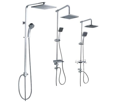 24MM Chromed Square Rain Bathroom Shower Set With Overhead Shower Head And Hand Shower
