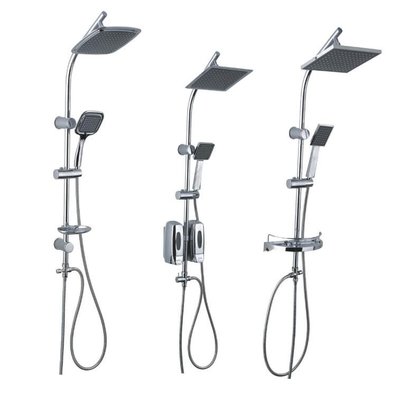 24MM Chromed Square Rain Bathroom Shower Set With Overhead Shower Head And Hand Shower