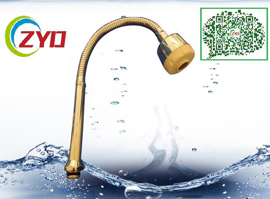 46CM Deck Mount Double Hole Universal Flexible Kitchen Sink Faucet Mixer Spout With Silver Plated Two Function Sprayer