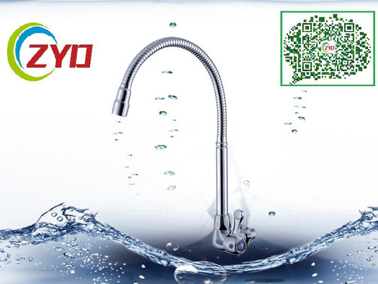 46CM Deck Mount Double Hole Universal Flexible Kitchen Sink Faucet Mixer Spout With Silver Plated Two Function Sprayer