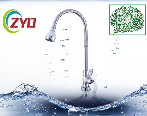 46CM Deck Mount Double Hole Universal Flexible Kitchen Sink Faucet Mixer Spout With Silver Plated Two Function Sprayer