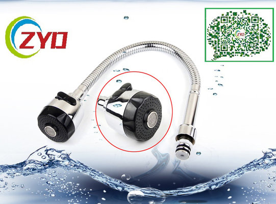 46CM Deck Mount Double Hole Universal Flexible Kitchen Sink Faucet Mixer Spout With Silver Plated Two Function Sprayer