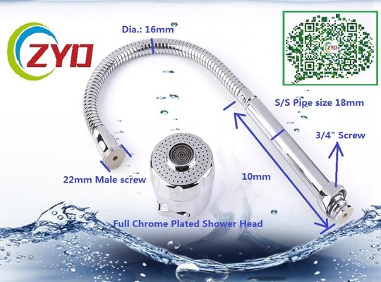 Universal Swivel Gooseneck Chrome Flexible Faucet Spout Silver Shower Head Plastic Braket