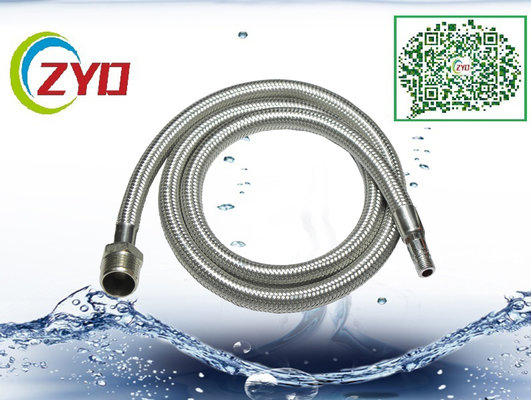 Double Buckle Kitchen Pull Out Faucet Flexible Shower Hose Handheld Metal Chrome