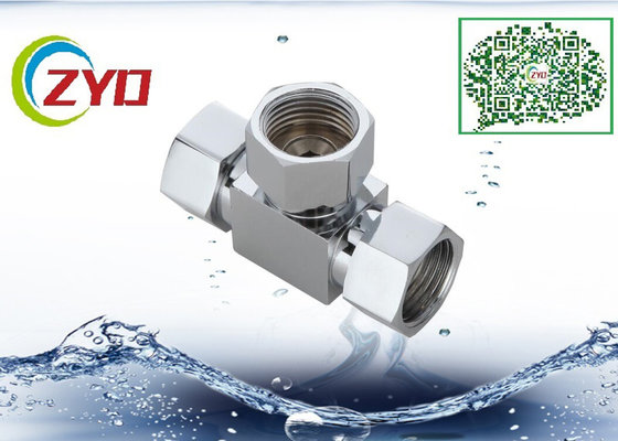 1/2MX1/2MX1/2F Brass Chrome Plated Three Way One Inlet Two Outlet Shower  Faucet Diverter ,Bathroom Switch Angle