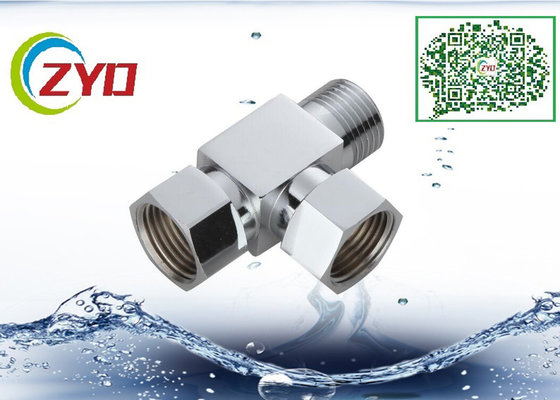1/2M*1/2M*1/2M Brass Chrome Plated Three Way One Inlet Two Outlet Shower Faucet Diverter Bathroom Bidet Fitting