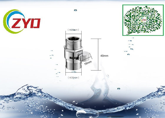G1/2" Double Male Chrome Finish Bathroom Shower Faucet Water Diverter With Water Flow Control Switch  Valve