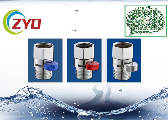 1/2M*1/2F Chrome Finish Bathroom Shower Faucet Water Diverter With Water Flow Control Switch  Valve
