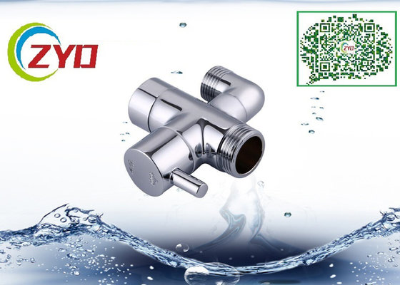 1/2MX3/4MX3/4F Shower Room Accessory Brass Chrome Plated Three Way T-adapter Toilet Bidet Water Diverter Valve